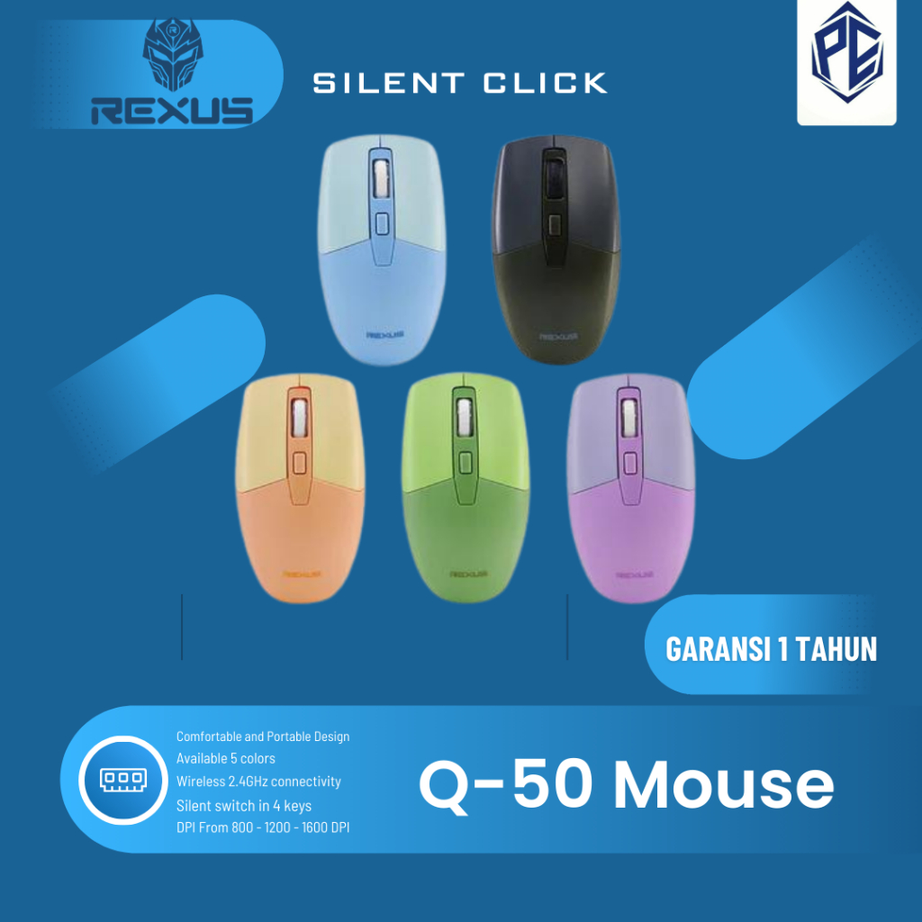 Jual Rexus Q50 / Q-50 Mouse Wireless Office Dual Mode Silent Click ...