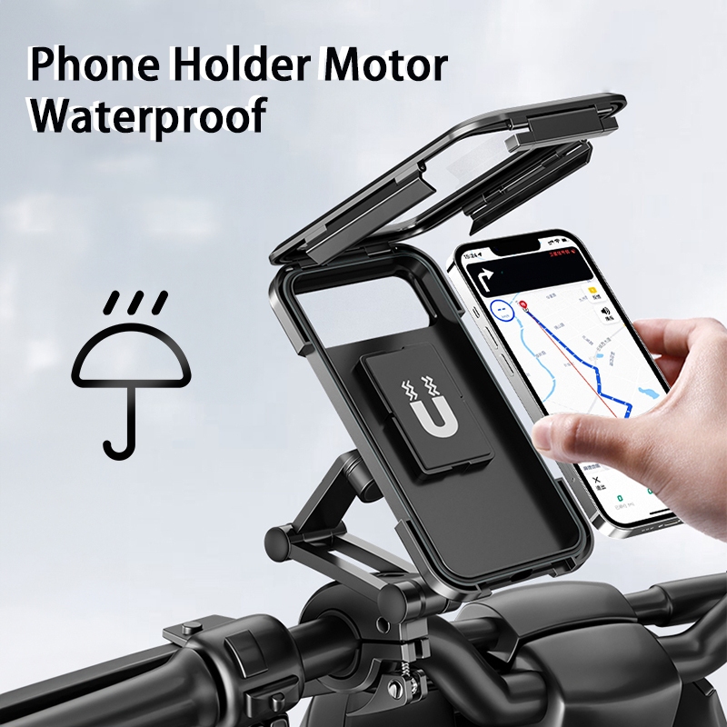 Jual Phone Holder Motor Waterproof Tempat dudukan Hp di stang Sepeda Anti Air Stand Handphone ...
