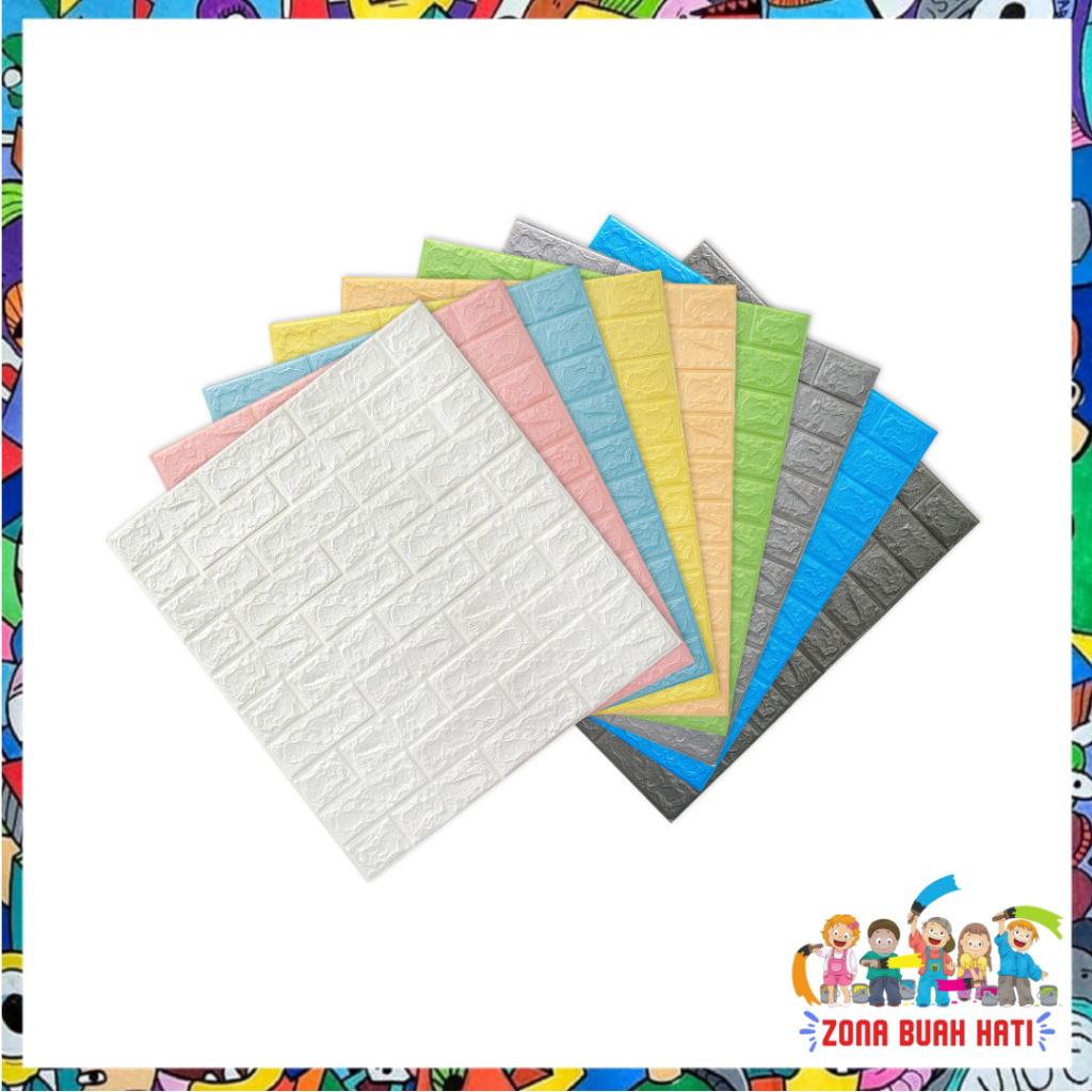 Jual ZBH Wallpaper Dinding Foam 3D Motif Batu Bata Corak Ukuran 76 x 70 ...