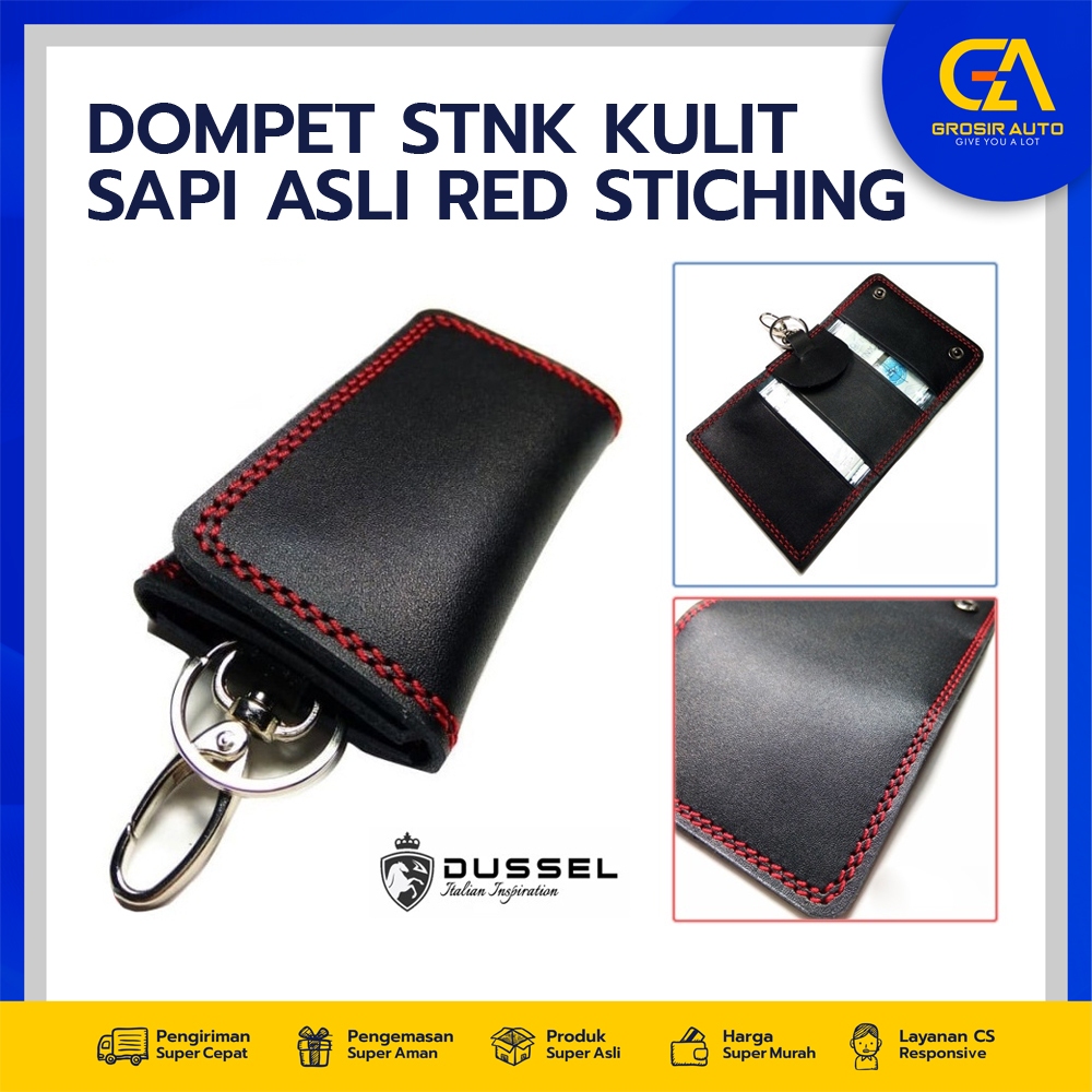 Jual Dompet STNK Kulit Asli / Genuine Leather Keychain Black Red Stitch ...