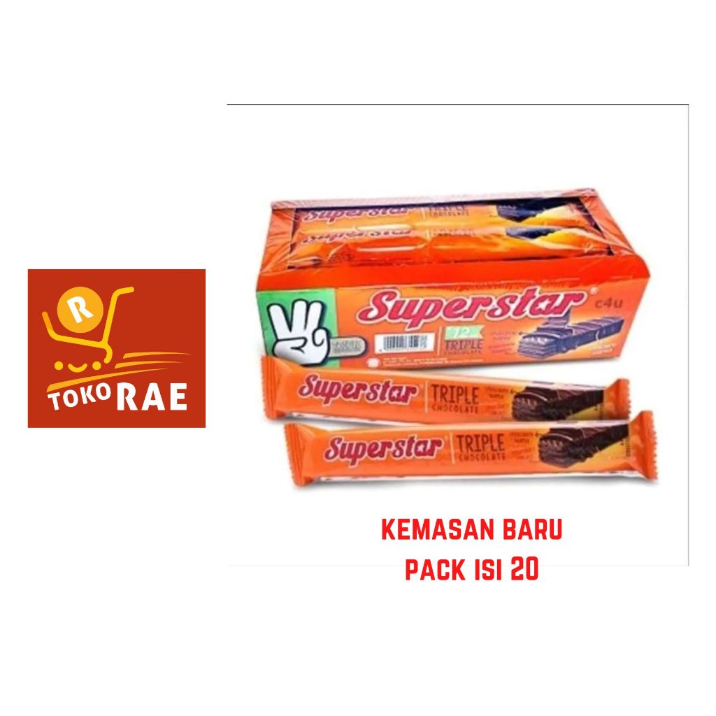 Jual Superstar Wafer Triple Chocolate (KEMASAN BARU) isi 20pcs | Shopee ...