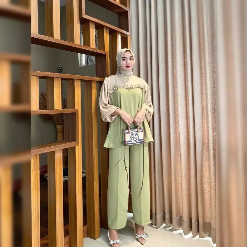 Jual One Set Shania Crinkle Premium Setelan Kombinasi Polos Wanita ...