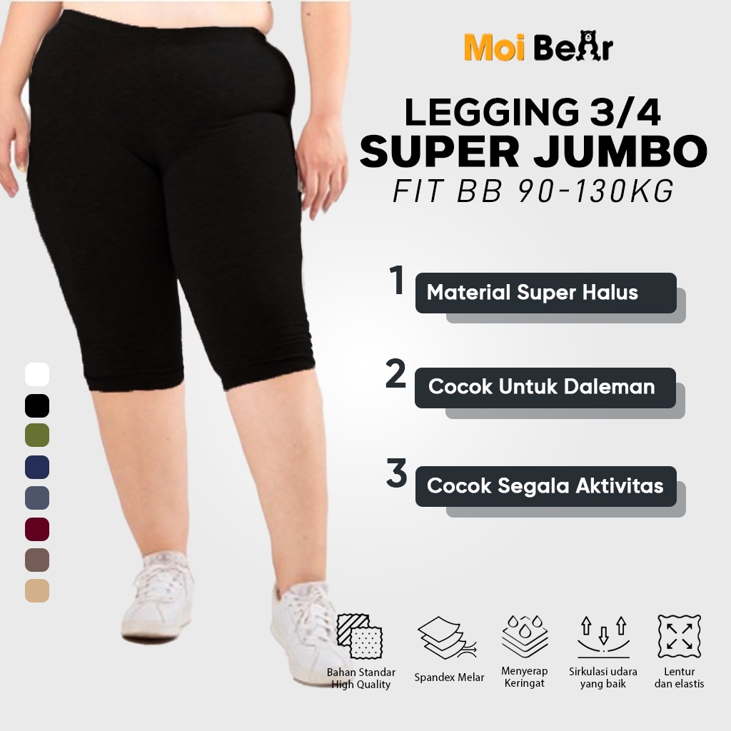 Jual Legging Pendek Celana 3/4 Super Jumbo Bahan Spandex - Lejing 7/8 ...