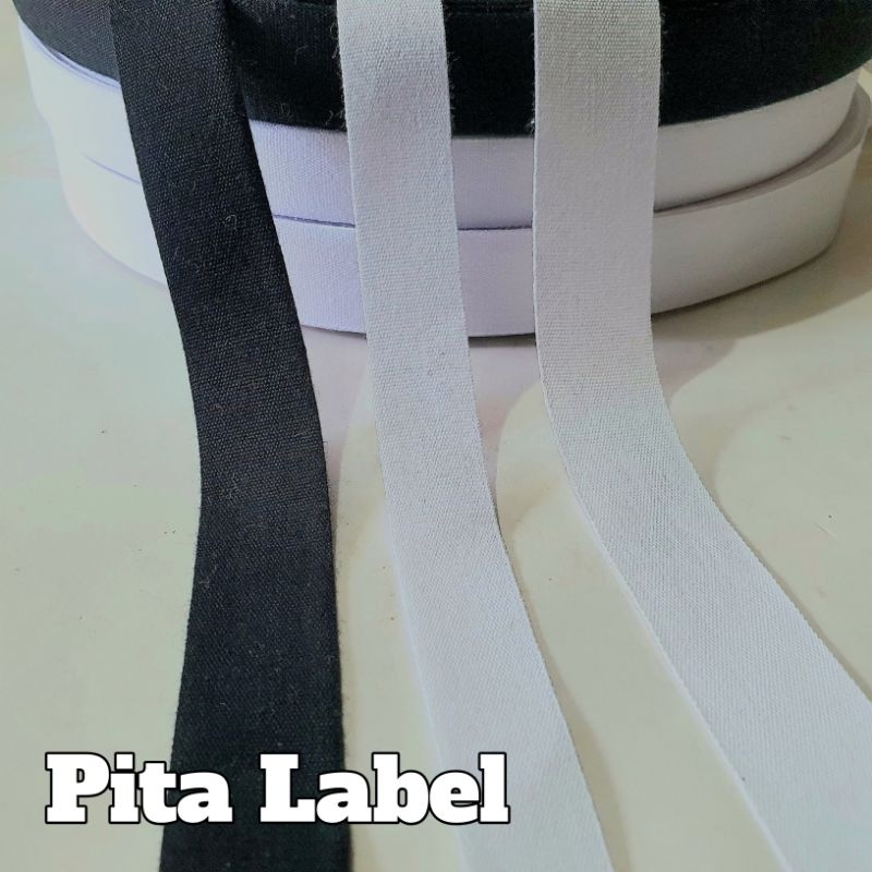Jual pita label/pita canvas/black,white,/isi 100 meter | Shopee Indonesia