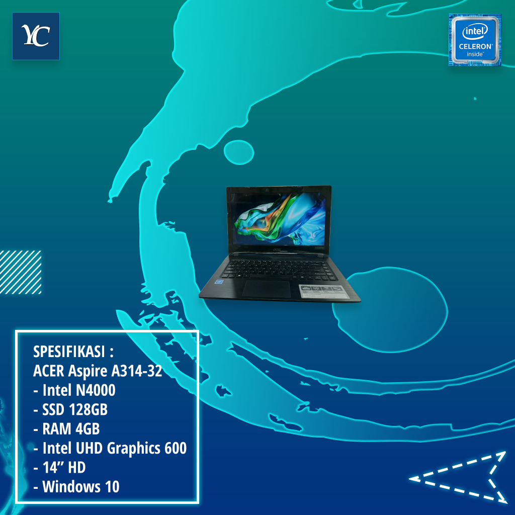 Jual LAPTOP ACER ASPIRE A314-32 INTEL N4000 RAM 4GB SSD 128GB +HDD 1TB ...