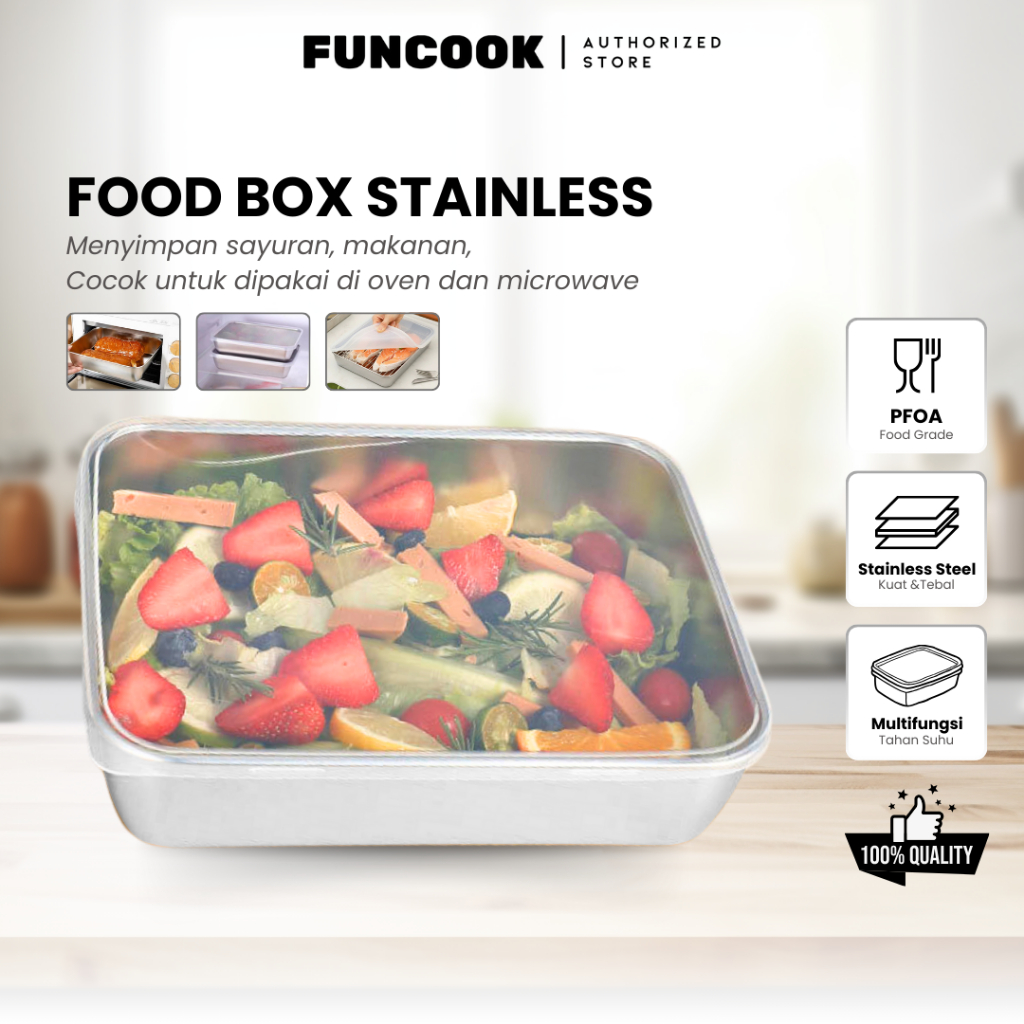 Jual FUNCOOK Wadah Sayur Food Box Dengan Tutup/Tempat Kotak Sayur Wadah ...