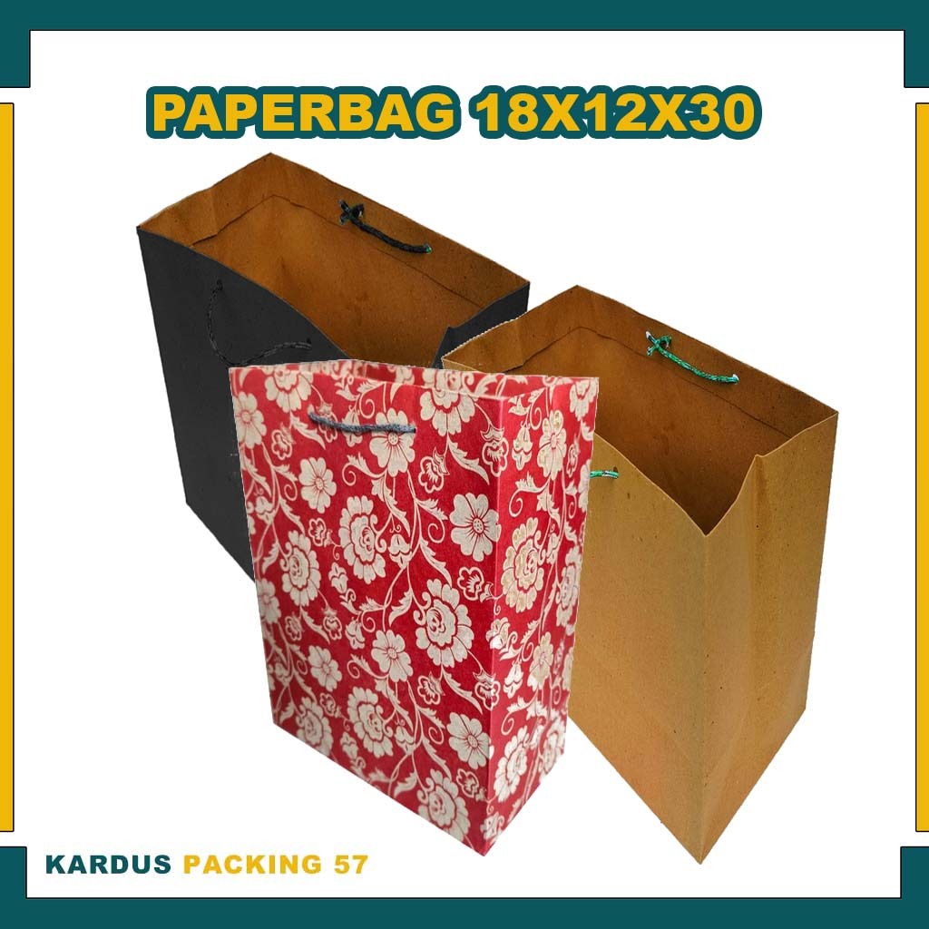 Jual Paper Bag 18X12X30 (PAKET 12 PCS) / Tas Kertas / Tas Kado / Tas ...