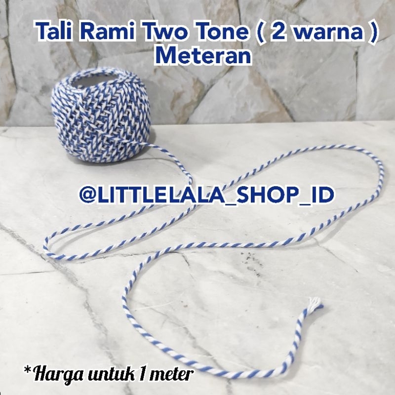 Jual Tali Rami Biru belang putih/tali Hampers lebaran/ Tali Craft Kraft ...