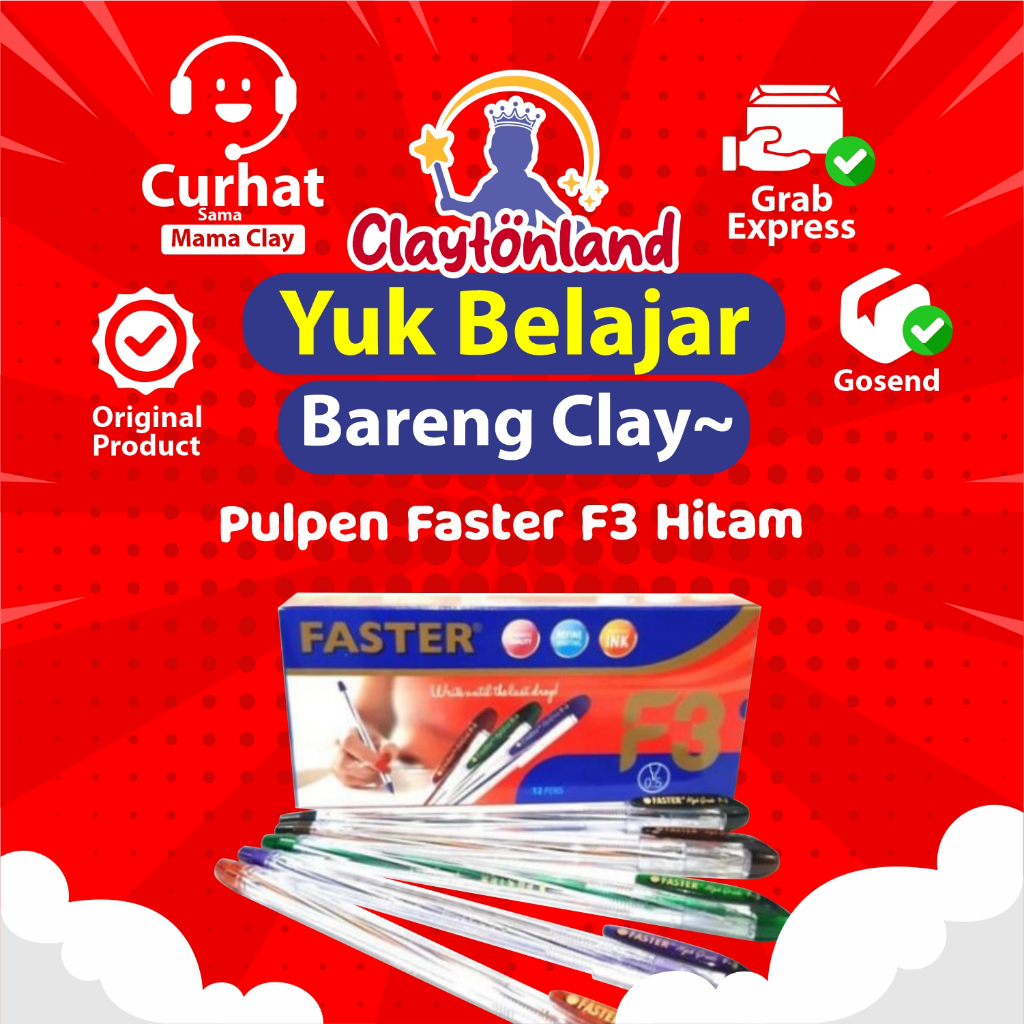 Jual Pulpen / Bolpen / Bolpoint Faster F3 Hitam ( Lusin ) | Shopee ...