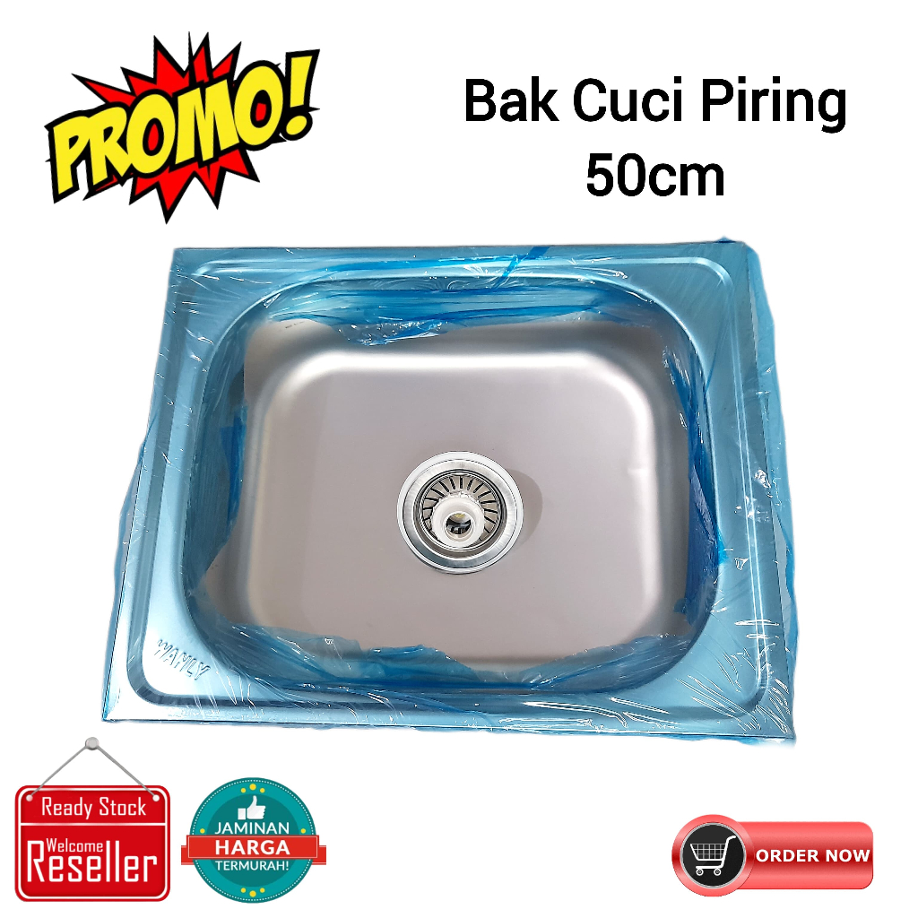 Jual Bak Cuci Piring 50 cm tanpa sayap bcp kitchen sink stainless ...