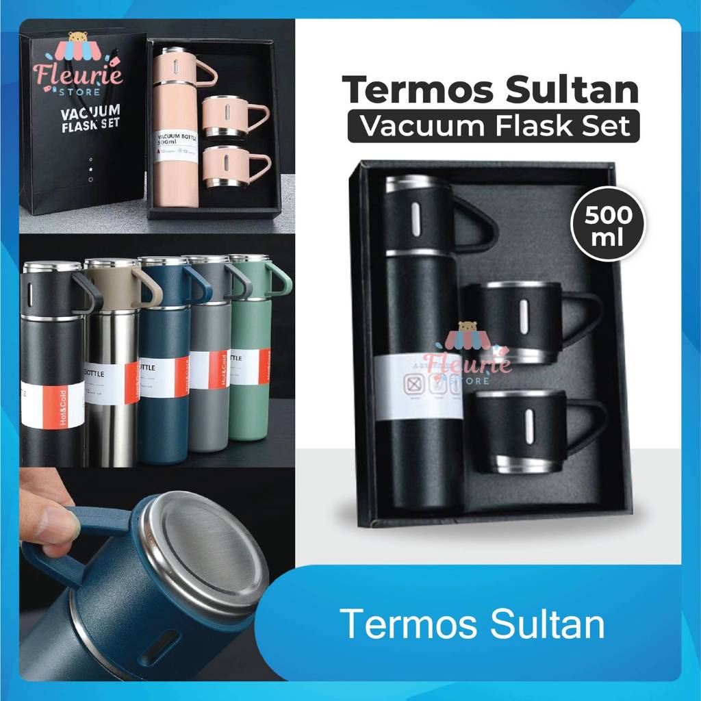 Jual Termos Sultan Vacuum Flask Set 500ml - Termos Set Cangkir Premium ...
