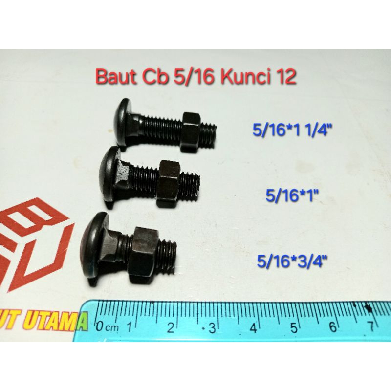 Jual Baut CB Ukuran 5/16 x 3/4 - 1 - 1 1/4" Kunci 12 / Baut Pagar ...