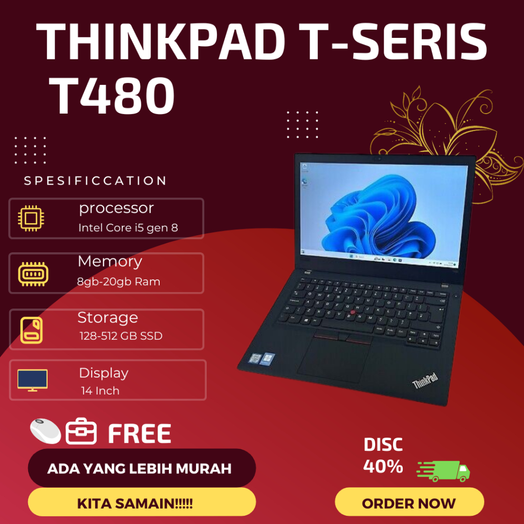 Jual Laptop Lenovo T480 Core i5 Gen 8 Ram 8 Ssd 256 Second Original ...