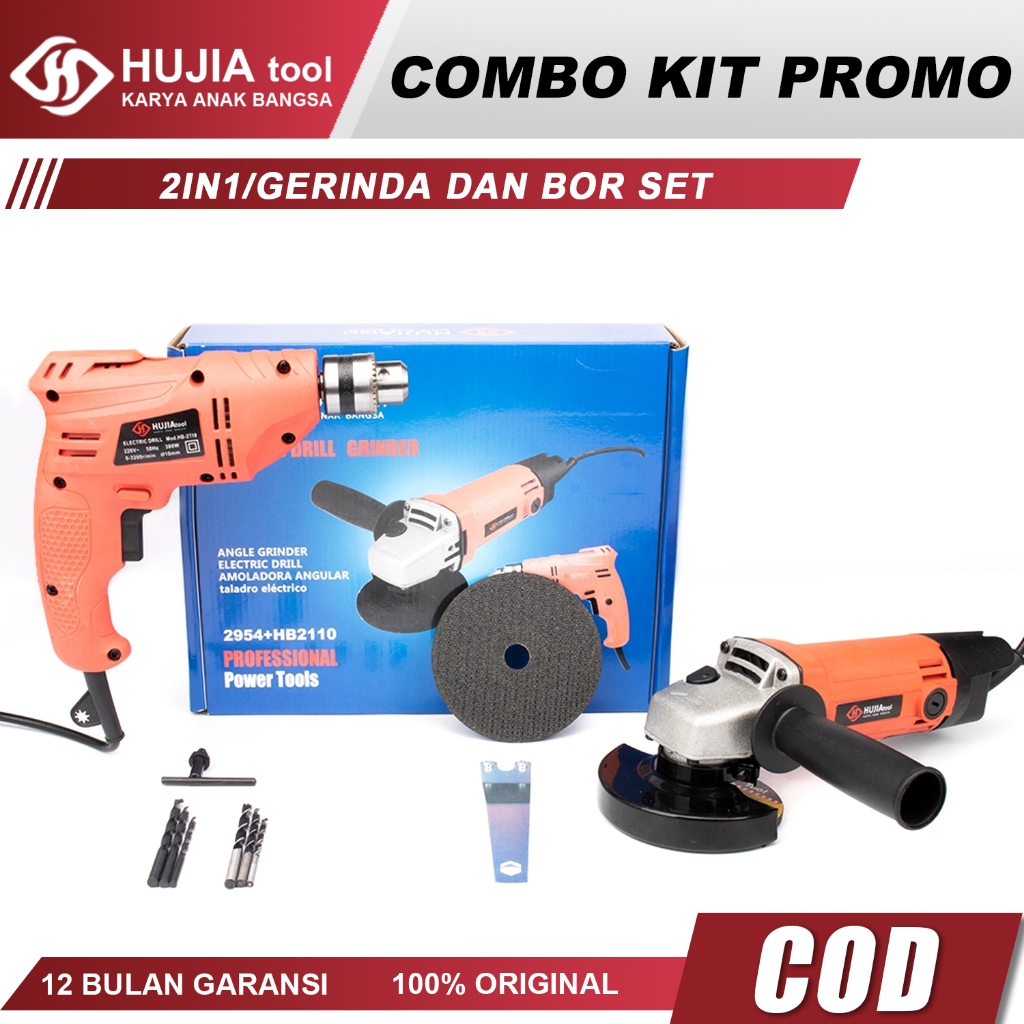Jual HUJIA Bor Dan Gerinda Paket Lengkap Mesin Bor Listrik Bor Tangan 10mm Mesin Gerinda Tangan ...