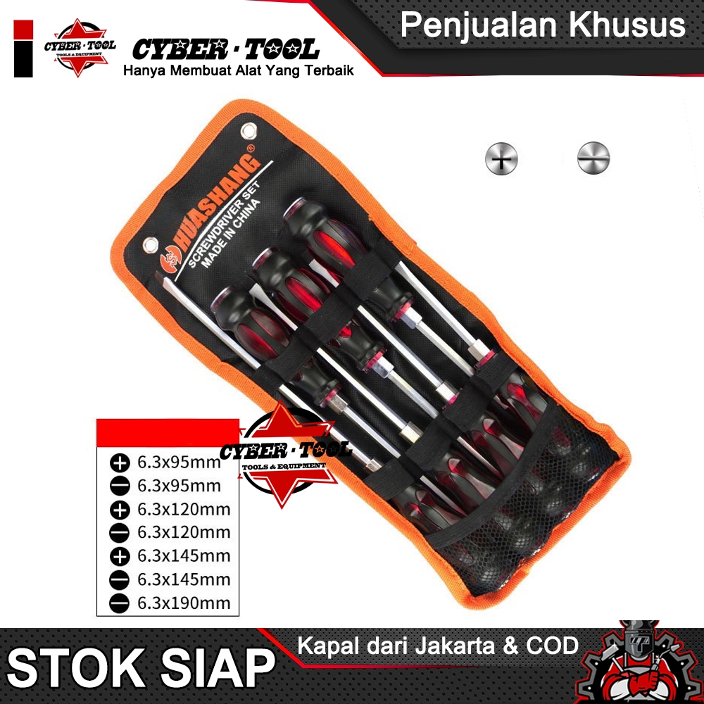 Jual Set 7 obeng ketok dengan obeng berbentuk salib hati dengan port ...