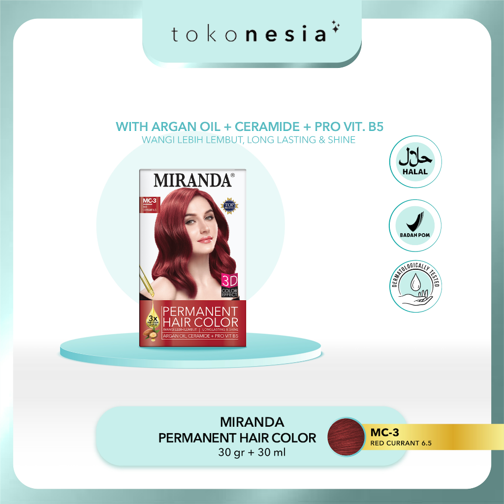 Jual Miranda Hair Color (Cat Rambut Permanen) MC3 Red As Fire 30ml ...