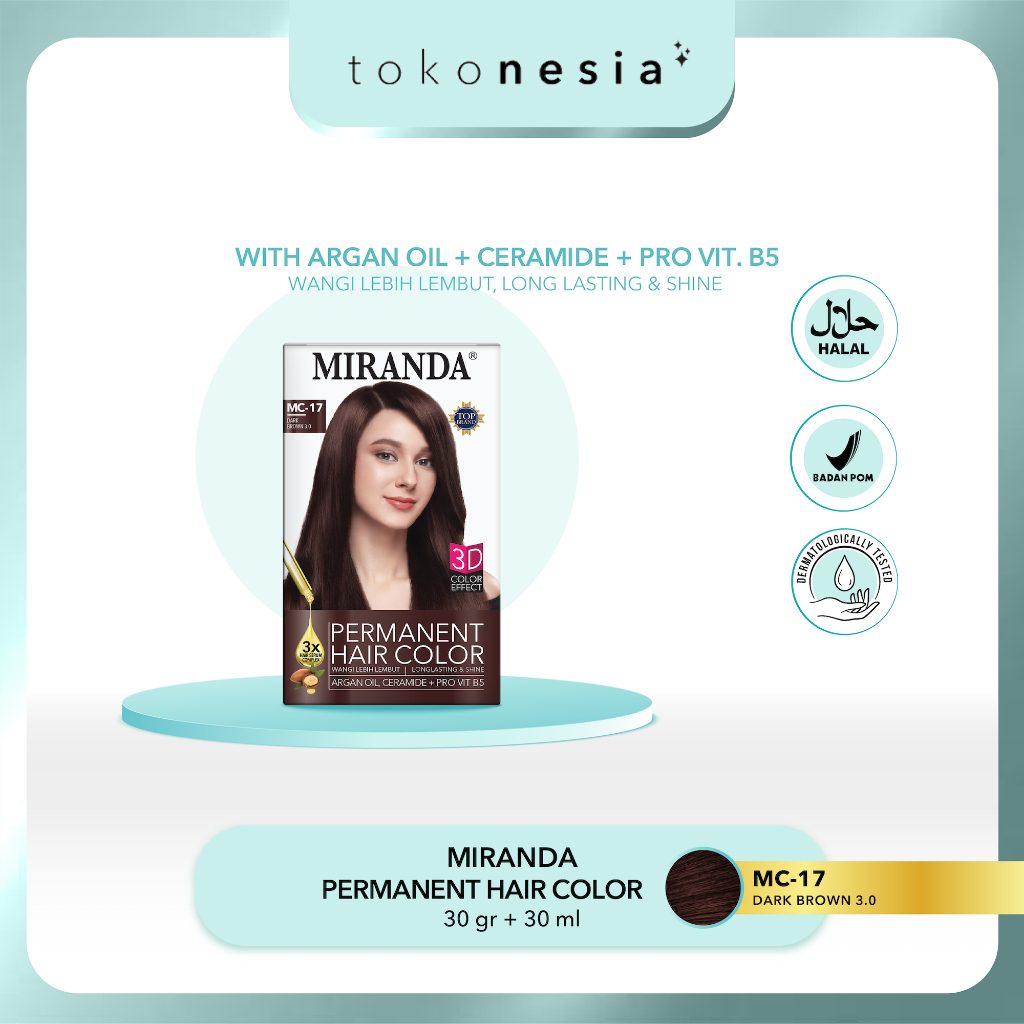 Jual Miranda Hair Color (Cat Rambut Permanen) MC17 Dark Brown 30ml ...