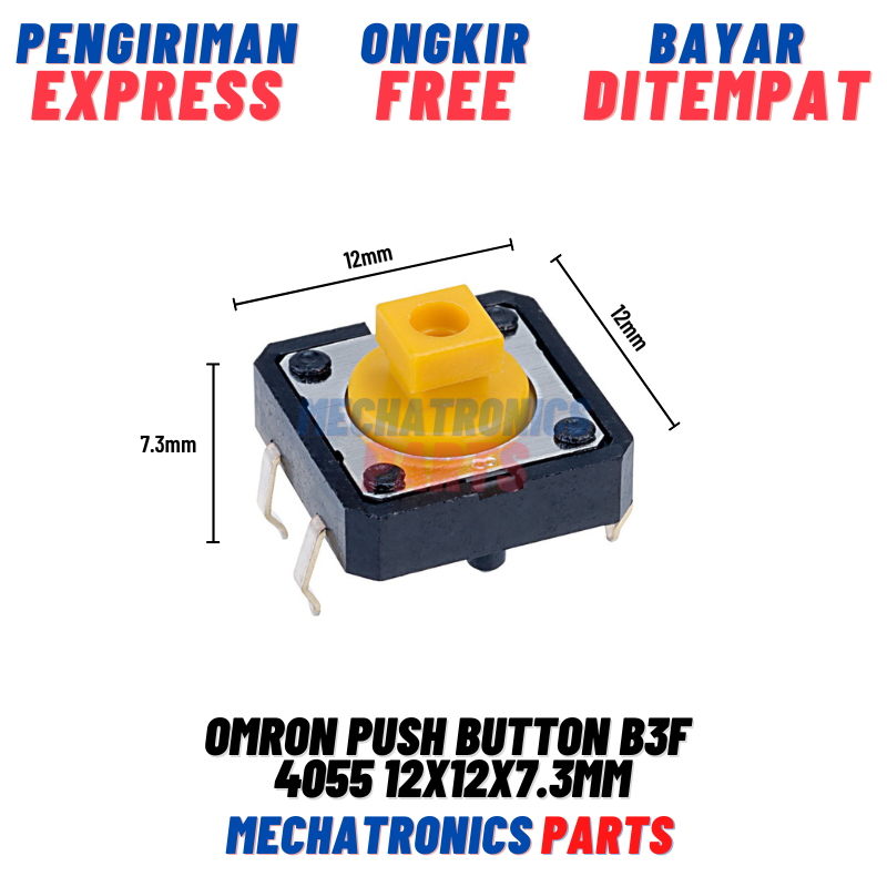 Jual Omron Push Button B3f 4055 12x12x7 3mm Tactile Tact Switch Tutup