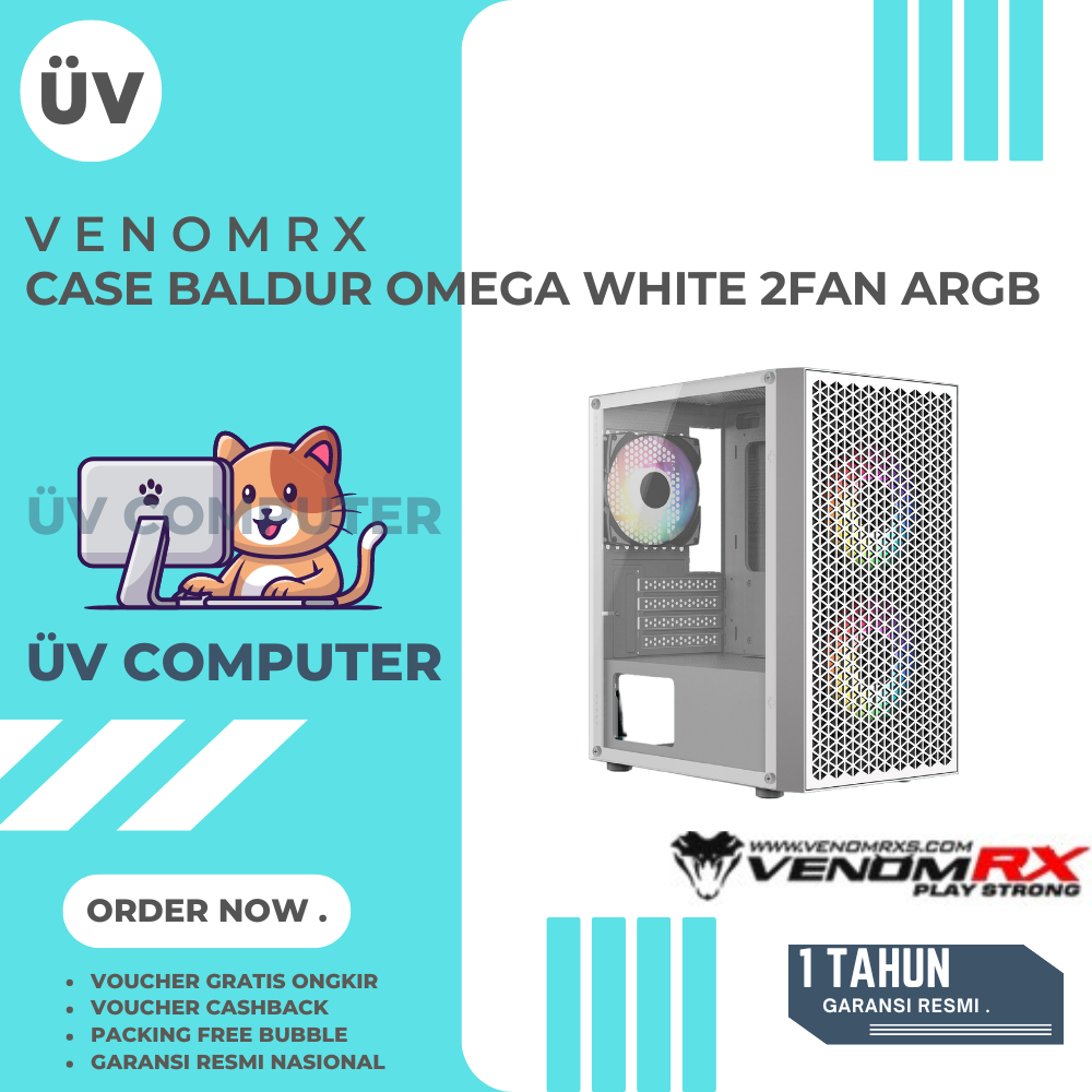 Jual Casing PC Komputer VenomRX BALDUR OMEGA WHITE M-ATX Mid Tower Case ...