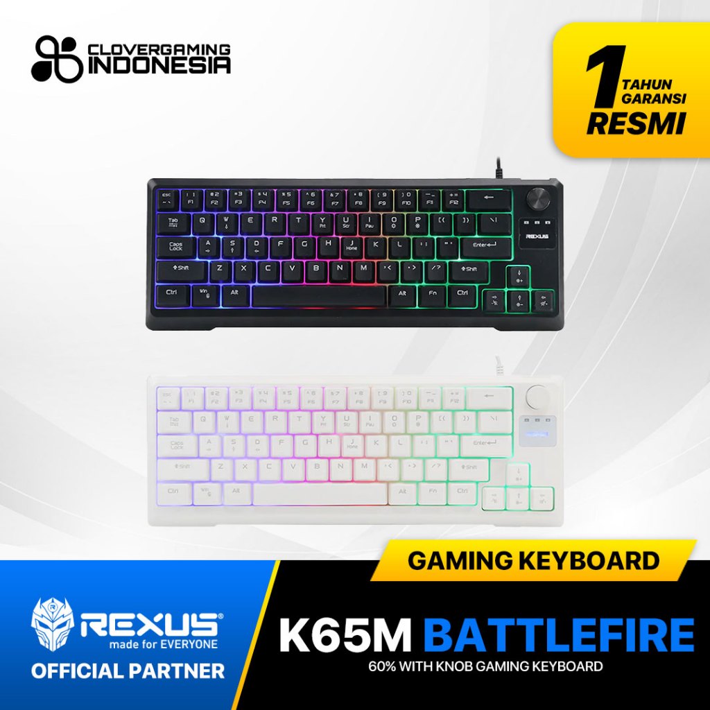 Jual Rexus K65M / K-65M Battlefire WIred Gaming Keyboard 60% Membrane ...