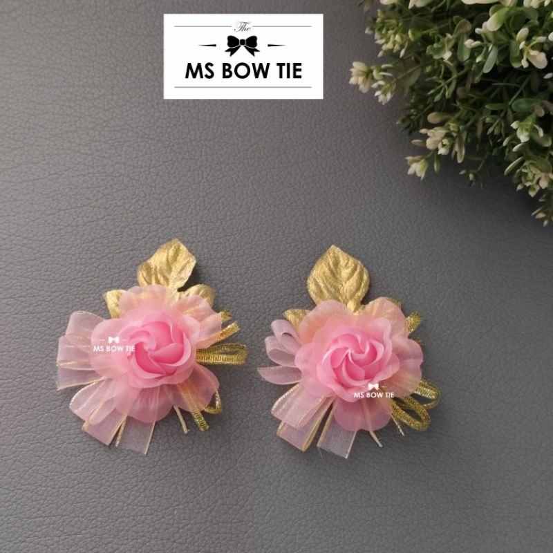 Jual CORSAGE NEW SIMPLE pink gold BUNGA PIN JAS | Shopee Indonesia