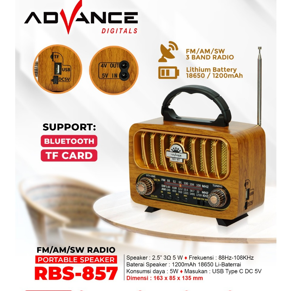 Jual Advance RBS-857 Radio Antik Portable Speaker 2,5 Inch Radio Jadul ...