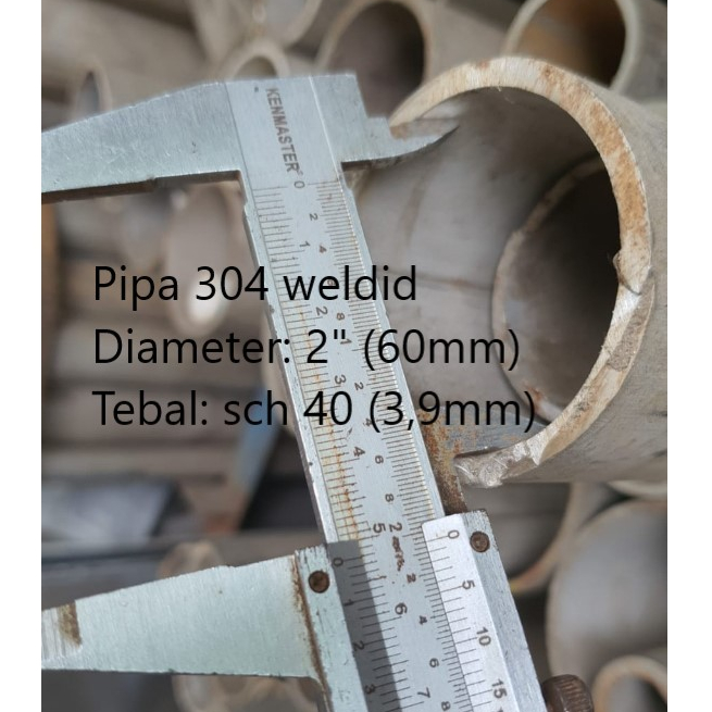 Jual Pipa ss 304 weldid 2" x (60mm) sch 40 (3,9mm) x 25cm = 120.000 ...