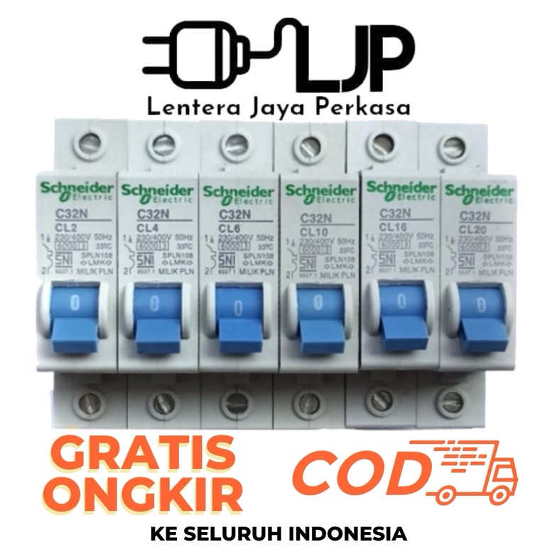 Jual KODE H2W MCB Schneider Biru PLN 1P 2A 4A 6A 1A 16A 2A 25A 35A 1Phase | Shopee Indonesia