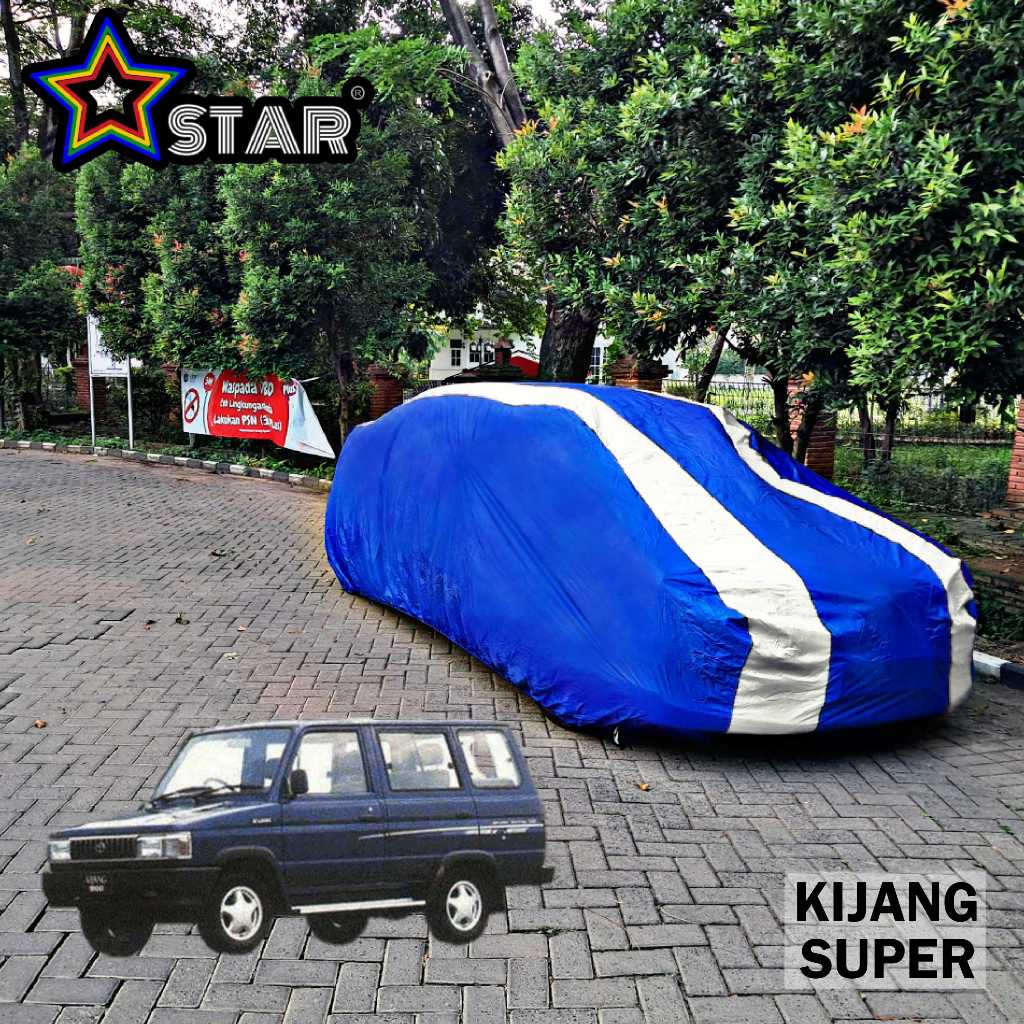 Jual Body Cover KIJANG SUPER Biru Strip 2 Silver Sarung Mobil Warna ...