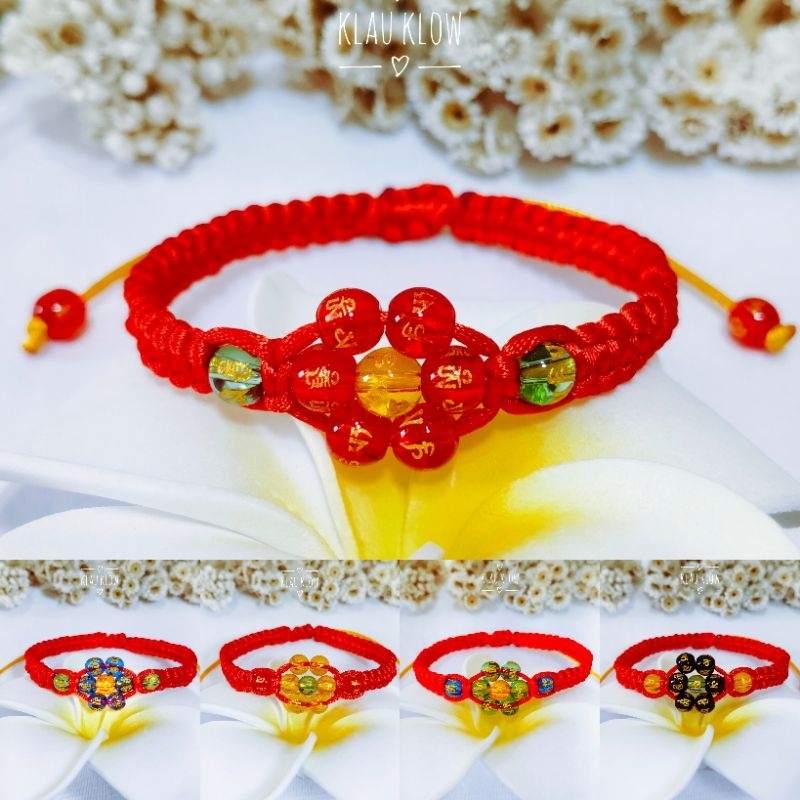 Jual Gelang tali merah keberuntungan batu tibet,daisy 6mm (Gk746 ...