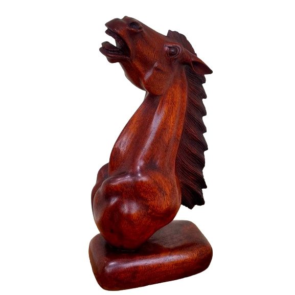 Jual Patung Kayu Hewan / Binatang Kepala Kuda Cokelat Coklat Ukuran 30 ...