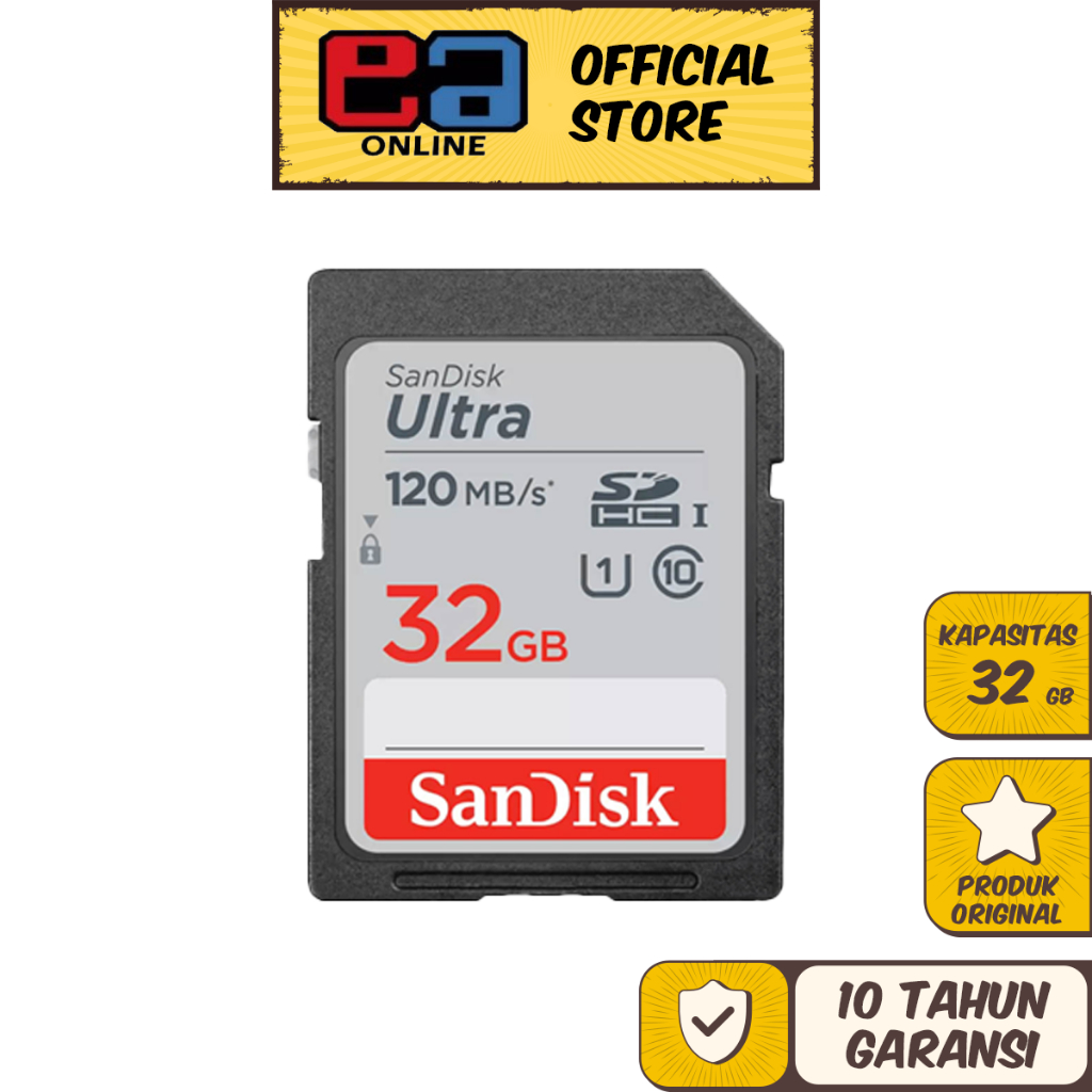 Jual SanDisk SDHC Ultra 32GB UHS-I Class 10 (Up to 120MB/s) - DUN4 | Shopee Indonesia