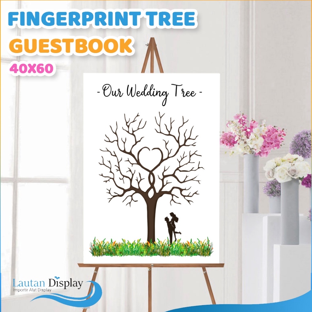 Jual KODE D3G Canvas Lukis Wedding Tree Fingerprint Kanvas Guest Book ...