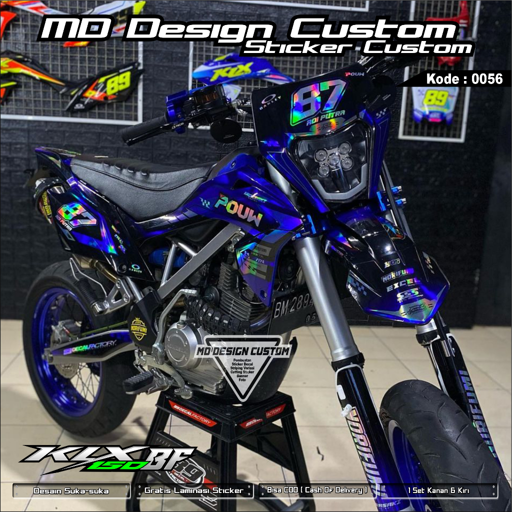 Jual 0156 (COD) Sticker Decal KLX 150 BF Full HOLOGRAM PELANGI Bebas ...