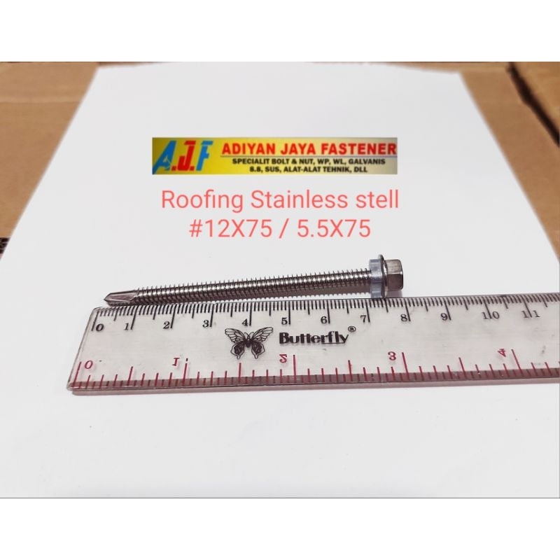 Jual Baut Roofing Stainless 410/ Baut Drilling #12X75 / #12-24x3" inchi ...