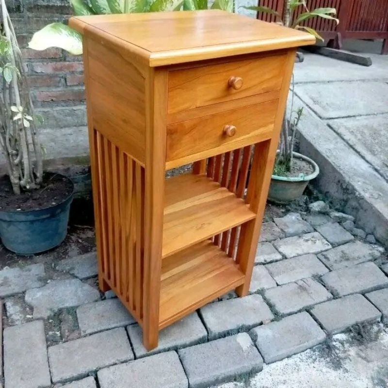 Jual Meja dispenser 2 laci meja serbaguna kayu jati minimalis | Shopee ...