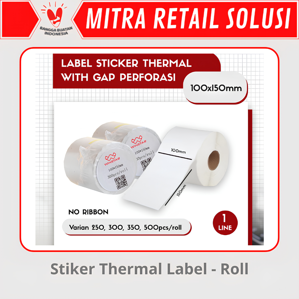 Jual Kertas Thermal Label Winstar 100 x 150 MM (isi 500pcs)-Lipat/Roll ...