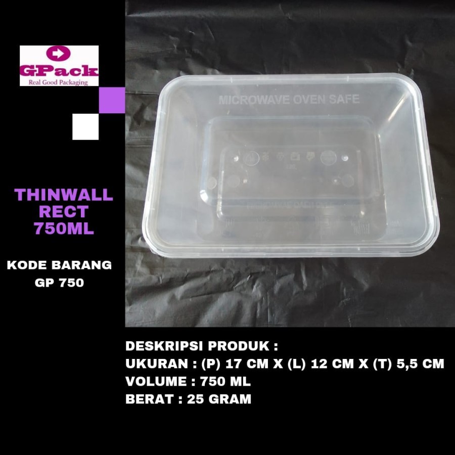 Jual PAKET 5 PACK THINWALL RECT 750ML /PERSEGI PANJANG 750ML/ FOOD CONTAINER (GP 750/5) | Shopee ...