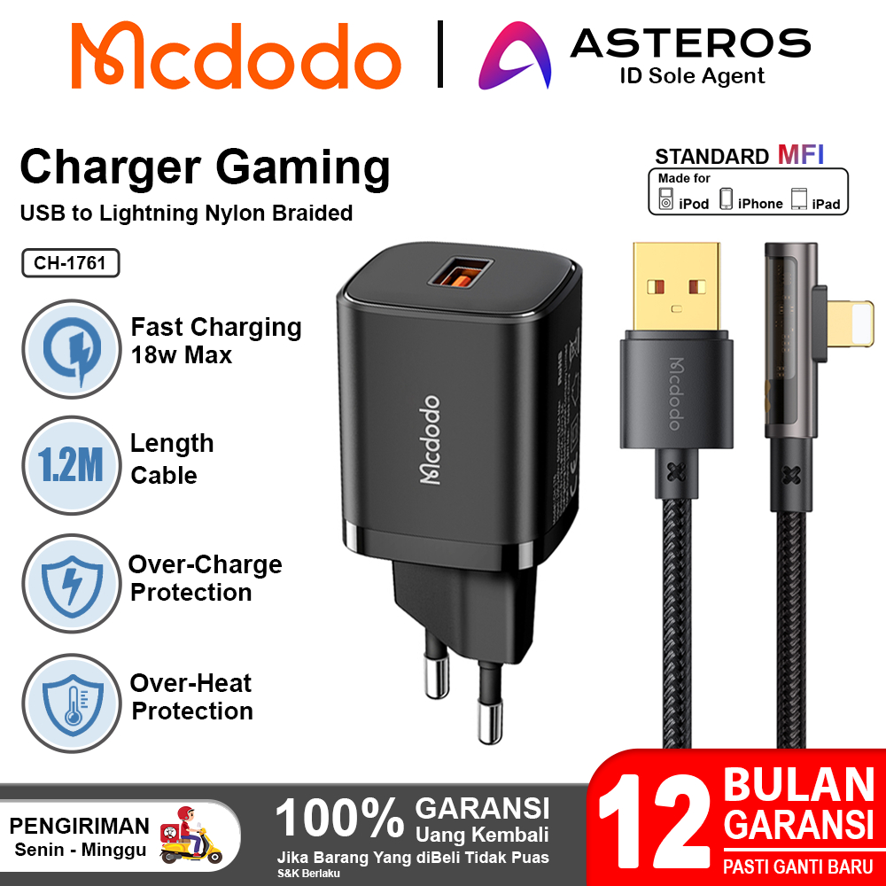 Jual MCDODO Charger Gaming for iPhone USB to Lightning, Type C to ...