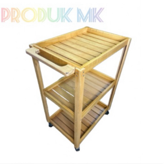 Jual Rak 3 Tingkat pakai Roda cat pernis | Shopee Indonesia