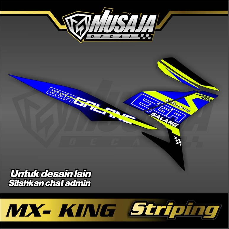 Jual Stiker Striping Mx king 150 motif racing biru stabilo hitam putih ...