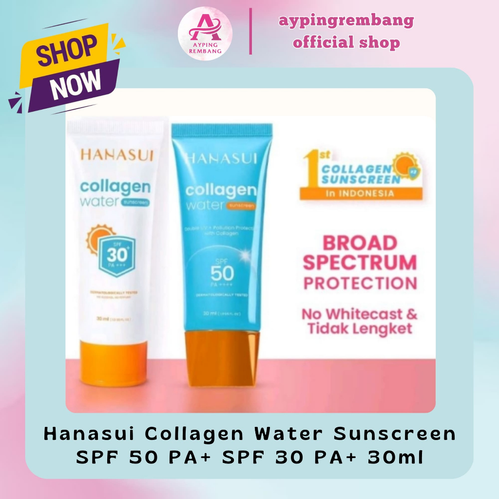 Jual HANASUI Collagen Water Sunscreen SPF 50 PA+++ | SPF 30 PA ...