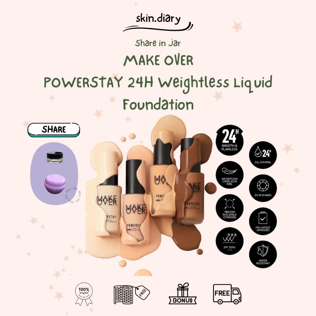 Jual Share in Jar MAKE OVER POWERSTAY 24H Weightless Liquid Foundation ...