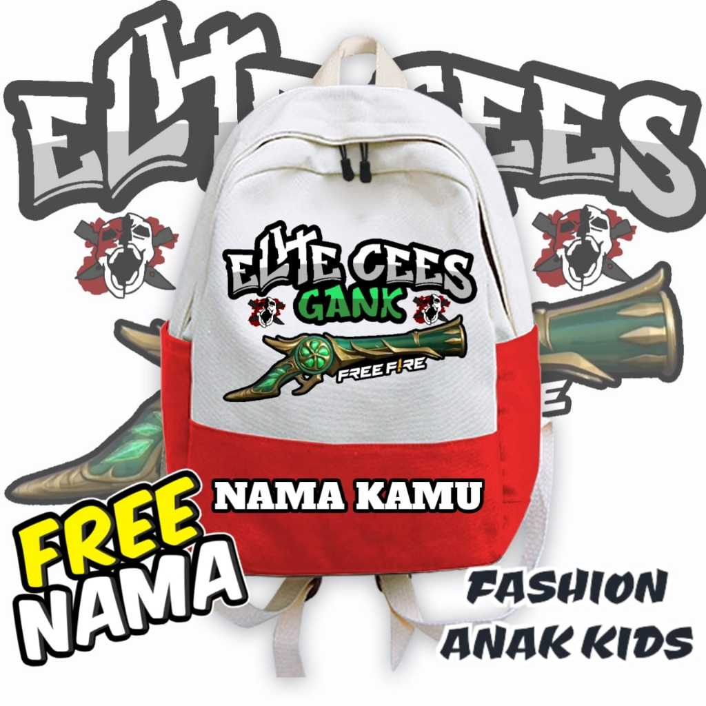 Jual (FREE NAMA) TAS RANSEL SEKOLAH ANAK SD/TK FREE FIRE ELITE CEES ...