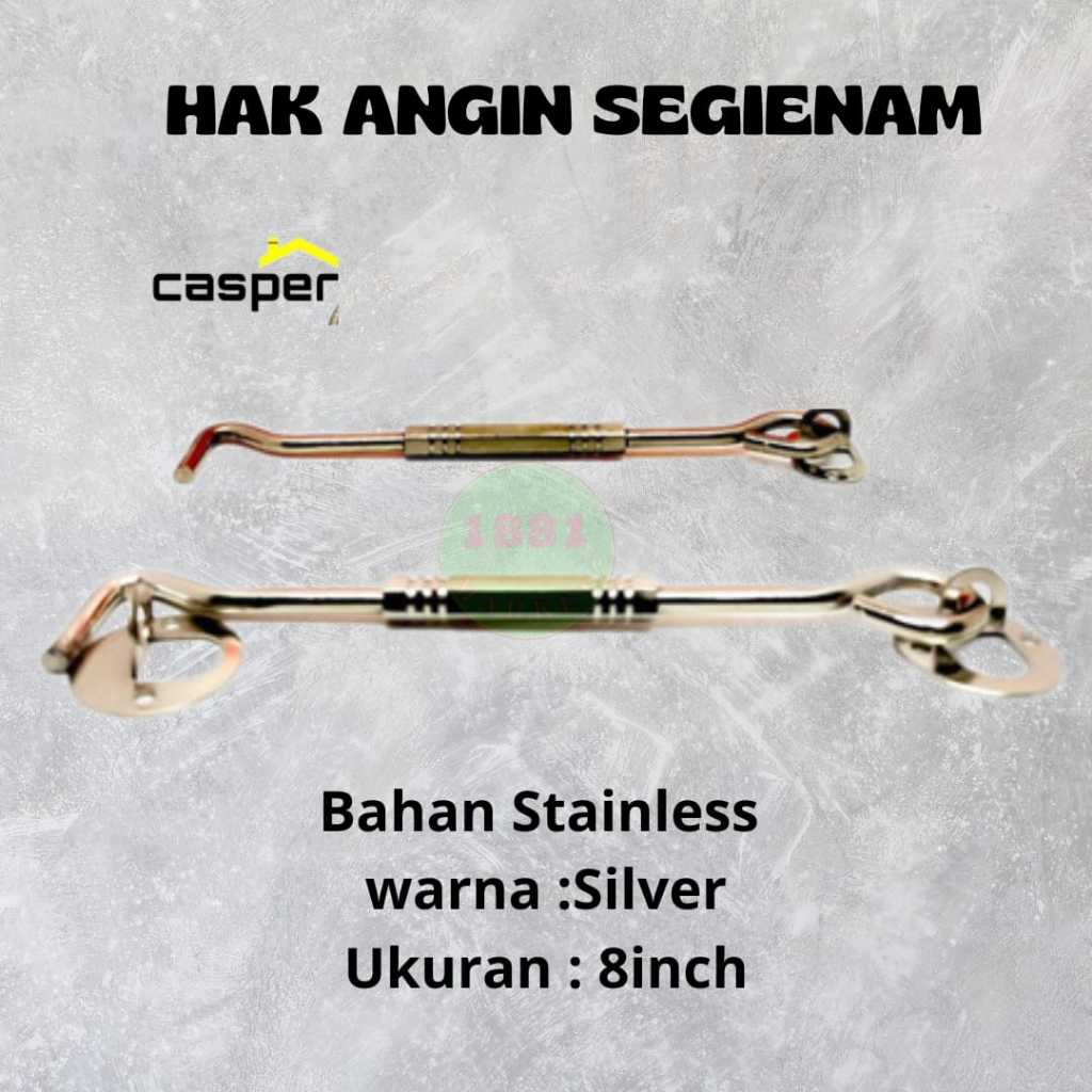 Jual HAK ANGIN CASPER SEGI ENAM SILVER / PENAHAN JENDELA WINDOW HOOK ...