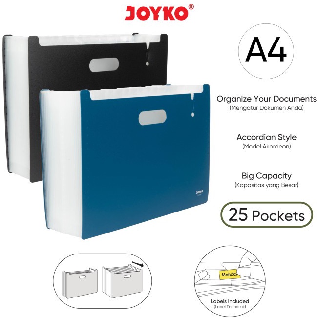 Jual Expanding File Map Organizer Joyko EF7A4 25Pockets | Shopee Indonesia