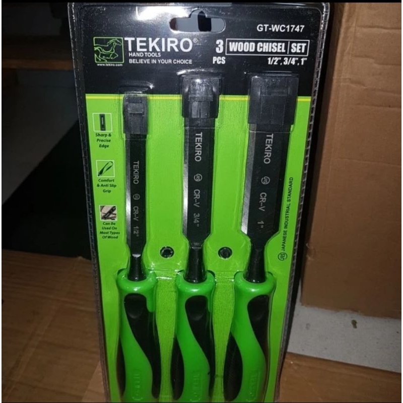 Jual Tekiro Pahat kayu set 3 pcs ( 1/2", 3/4", 1" ) Wood chisel set 3 ...