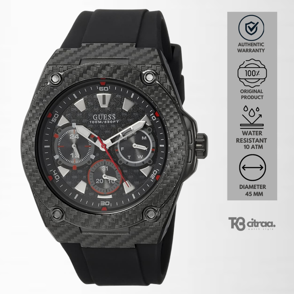Jual jam tangan fashion pria guess analog strap rubber silicone hitam ...