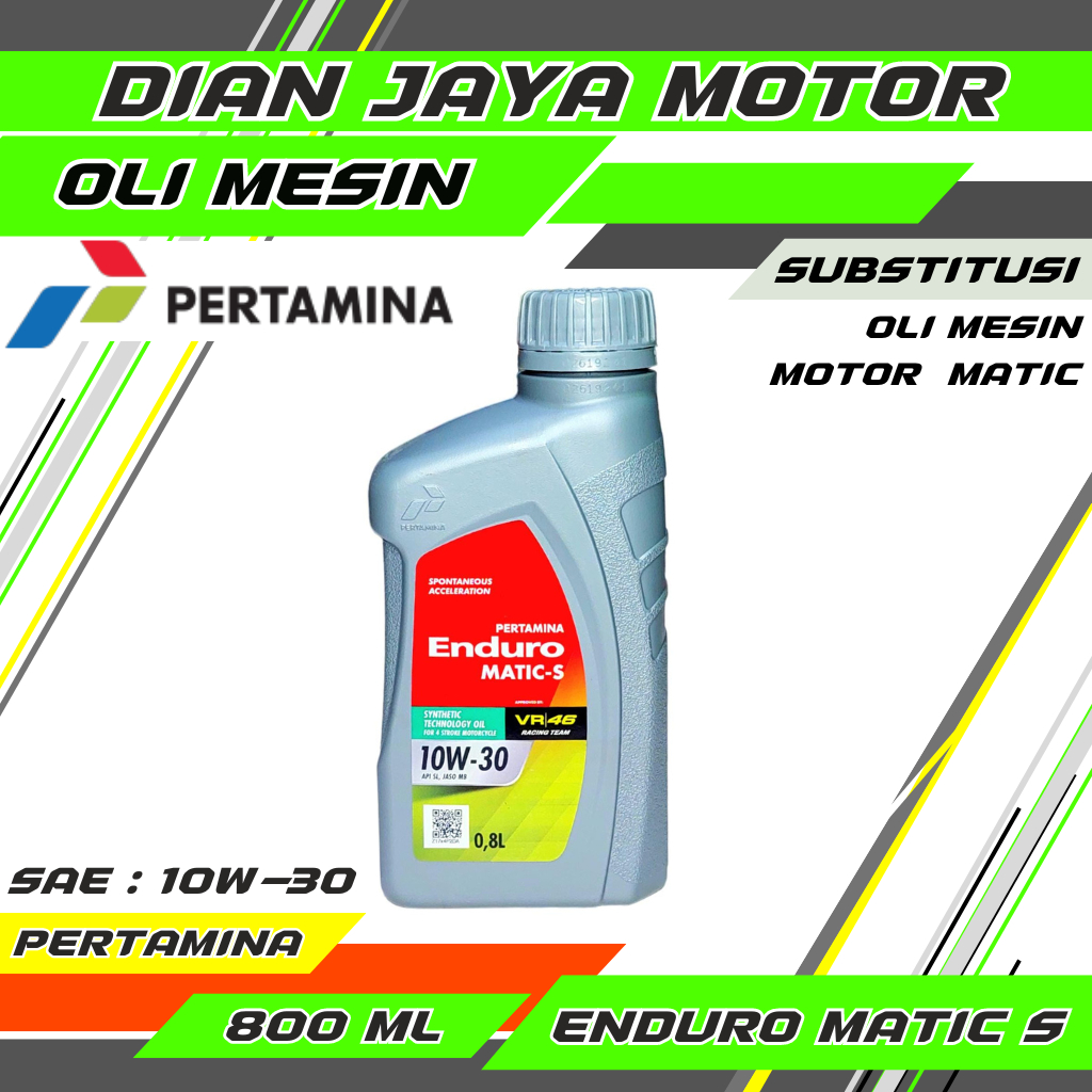 Jual OLI OIL MESIN PERTAMINA ENDURO MATIC S 0.8 10W-30 API SERVICE SL ...