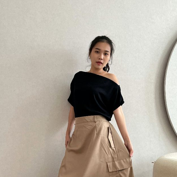 Jual VERA Atasan Blouse Off Shoulder Wanita Knit Polos - One Shoulder ...